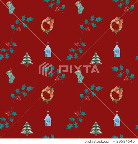 Christmas pattern red background - Stock Illustration [59584540] - PIXTA