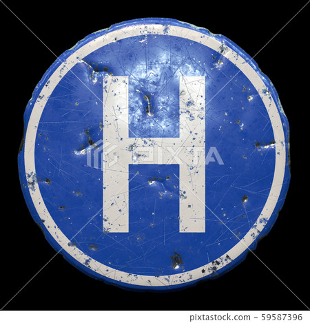 Public road sign in blue color with a capitol... - Stock Illustration ...
