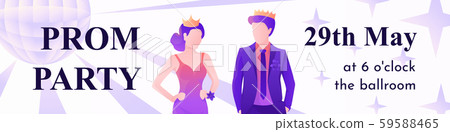 Prom party horizontal banner template with... - Stock Illustration ...