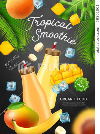 Tropical Smoothie Advertising Poster - Stock Illustration [59591001 ...
