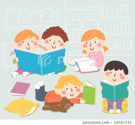 Kids Classroom Book Corner Illustration - Stock Illustration [59591552 ...