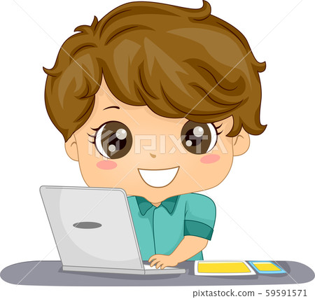 Kid Boy Mobile App Developer Illustration - Stock Illustration ...