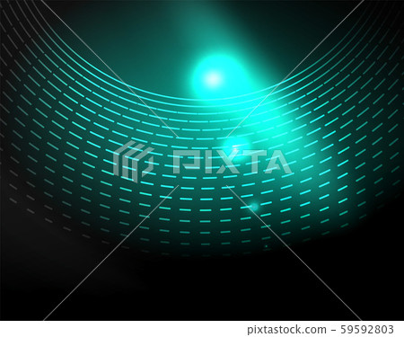 Dark space with neon color glowing lights... - Stock Illustration ...