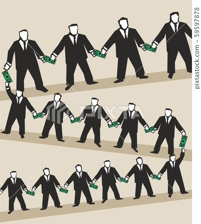 Standing businessmans holding and pass money to - Stock Illustration ...