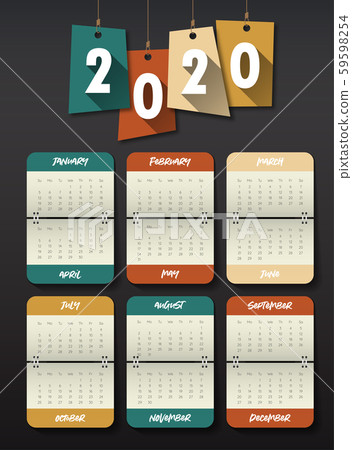 2020 Modern calendar template-插圖素材 [59598254] - PIXTA圖庫