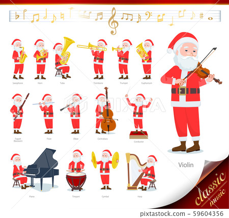 santa clau, music instrument, musical instrument - Stock Illustration ...