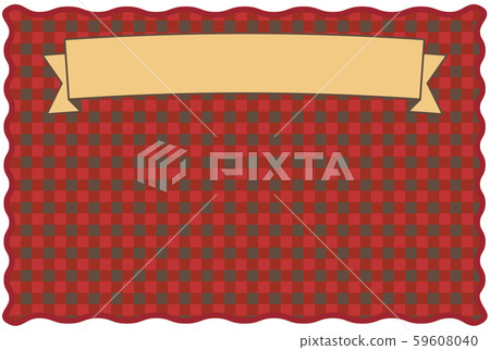 Red check frame with beige ribbon - Stock Illustration [59608040] - PIXTA