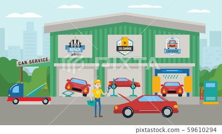 Car service building vector illustration. Car... - Stock Illustration ...