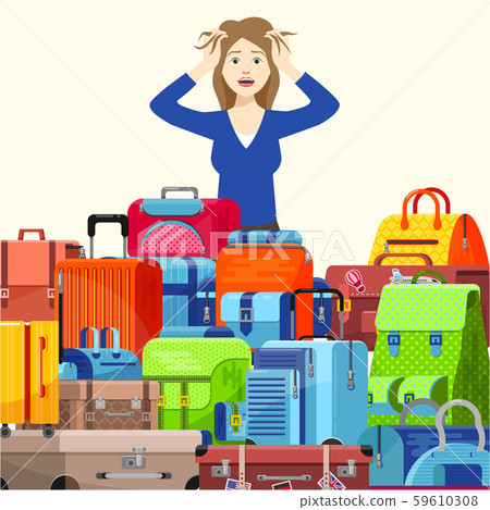 Overstuffed Suitcase Cartoon