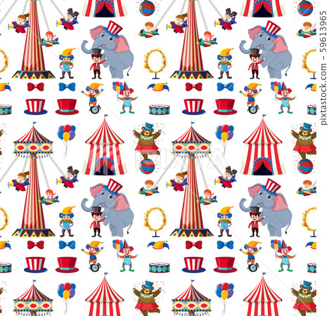 Seamless background design with circus theme - Stock Illustration ...