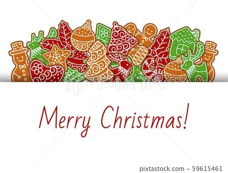 Merry christmas with gingerbread cookies banner... - Stock Illustration ...