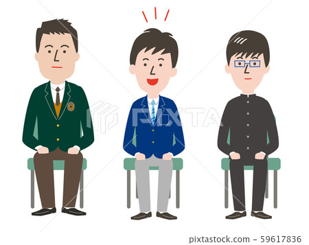 Male students undergoing group interview - Stock Illustration [59617836 ...