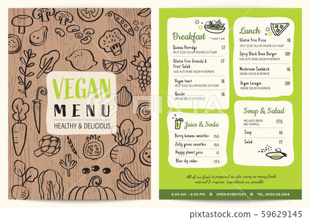 Vegan restaurant menu. Green organic food board... - Stock Illustration ...