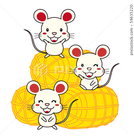 Rice bran and three mice Illustration - Stock Illustration [59635220 ...