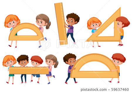 Children holding math tool - Stock Illustration [59637460] - PIXTA