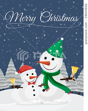 Christmas card template with snowman - Stock Illustration [59644608 ...
