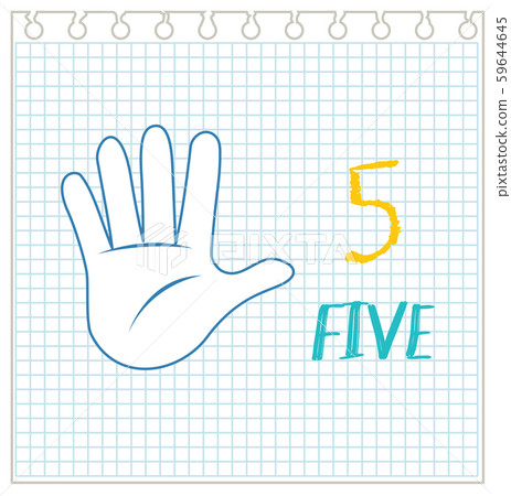 Number five hand gesture note - Stock Illustration [59644645] - PIXTA
