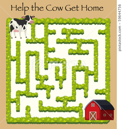 Cow going home maze game - Stock Illustration [59644756] - PIXTA