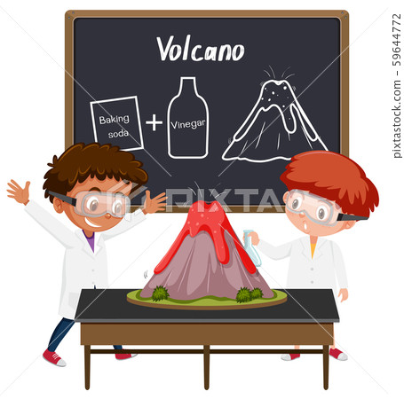 Student volcano science experiment - Stock Illustration [59644772] - PIXTA
