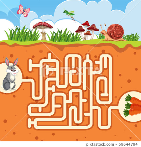 Rabbit maze game template - Stock Illustration [59644794] - PIXTA