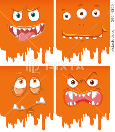 Orange monster face dripping - Stock Illustration [59644899] - PIXTA