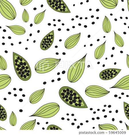 Cardamom spice. Vector seamless pattern of... - Stock Illustration ...
