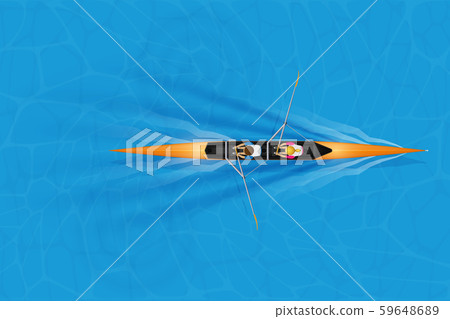 Double Racing shell with mixed paddlers - Stock Illustration [59648689 ...