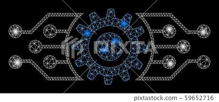 Bright Mesh Network Digital Cog with Flare Spots - Stock Illustration ...