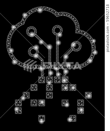 Flare Mesh Network Digital Cloud with Flare Spots - Stock Illustration ...