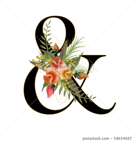 Alphabet with flowers, letter & AMPERSAND... - Stock Illustration ...