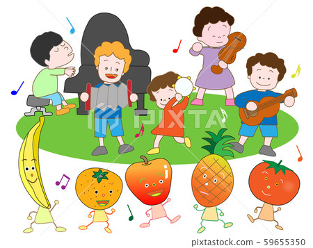 Children and fruits concert - Stock Illustration [59655350] - PIXTA