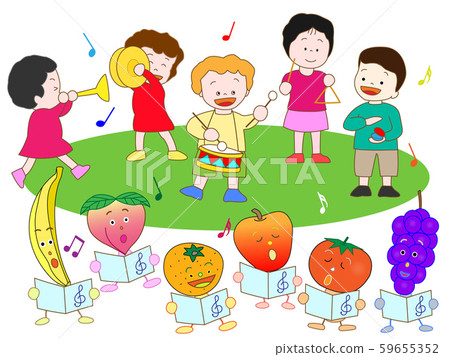Children and fruits concert - Stock Illustration [59655352] - PIXTA