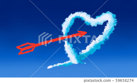 Penetrating red arrow and white cloud contrail... - Stock Illustration ...