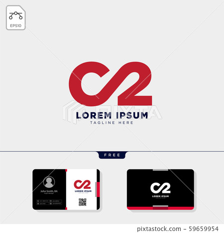 minimal C2 logo template and free business card - Stock Illustration ...