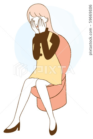 Toilet crying woman illustration - Stock Illustration [59669886] - PIXTA