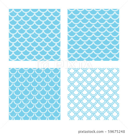Set of blue fishscale pattern in decorative style - Stock Illustration ...