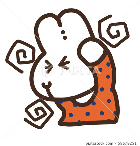 White rabbit crawling with a troubled face - Stock Illustration ...