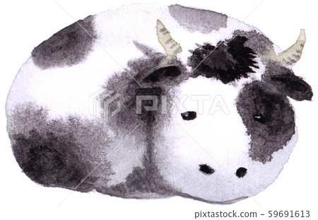 Cow in a loose feeling watercolor illustration - Stock Illustration ...