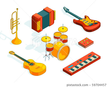 Musical instruments. Isometric pictures set of... - Stock Illustration ...