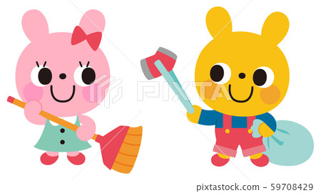 Rabbit to clean - Stock Illustration [59708429] - PIXTA