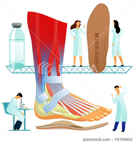 Vector flat illustrations, large human foot on... - Stock Illustration ...