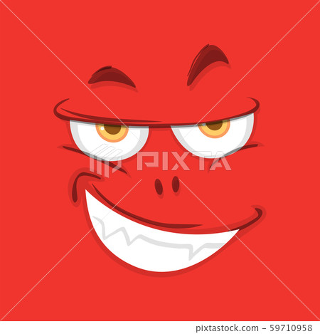 Red evil monster face - Stock Illustration [59710958] - PIXTA