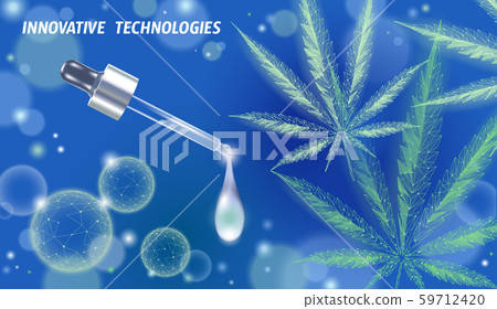 Low poly 3D medical marijuana oil leaf.... - Stock Illustration ...