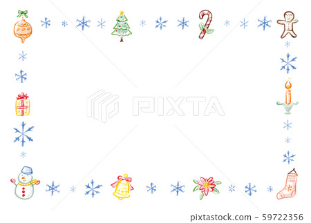 Christmas frame hand drawn rectangle - Stock Illustration [59722356 ...