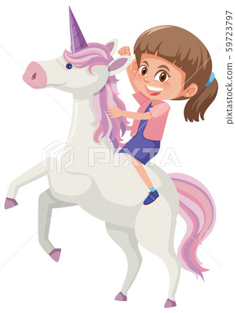 A girl riding unicorn - Stock Illustration [59723797] - PIXTA