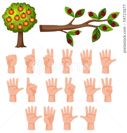 Count math number hand gesture - Stock Illustration [59723877] - PIXTA