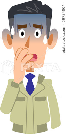 Upper body of a man in work clothes that turn pale - Stock Illustration ...
