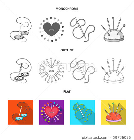 Vector design of pin and sewing icon. Set of... - Stock Illustration ...