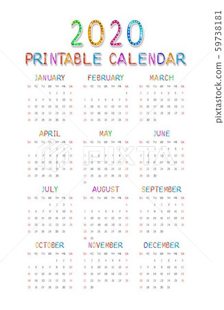 Kids 2020 year calendar concept banner. Flat... - Stock Illustration ...