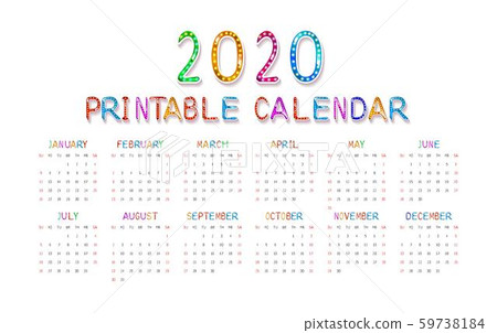 Kids 2020 year calendar concept banner. Flat... - Stock Illustration ...